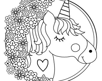 50 Pages Printable Unicorn Coloring Pages PDF - Etsy