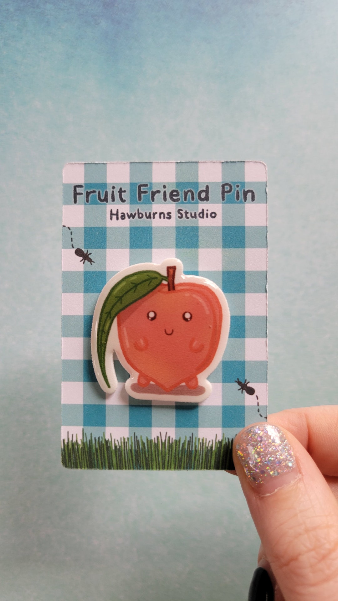 Peach Pin Cute Fruit Button Kidcore Fun Backpack Bag Cardigan - Etsy