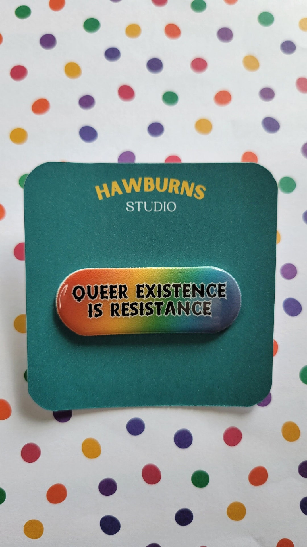 Queer Existence is Resistance Pin Gift Button Glitter LGBTQ Gay Pride ...
