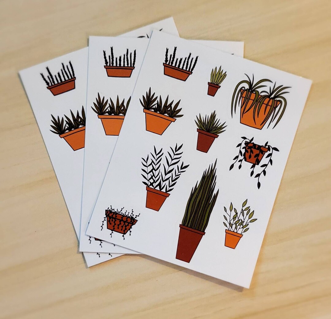 Potted Plants in Terra Cotta Pot Sticker Sheet Houseplant - Etsy