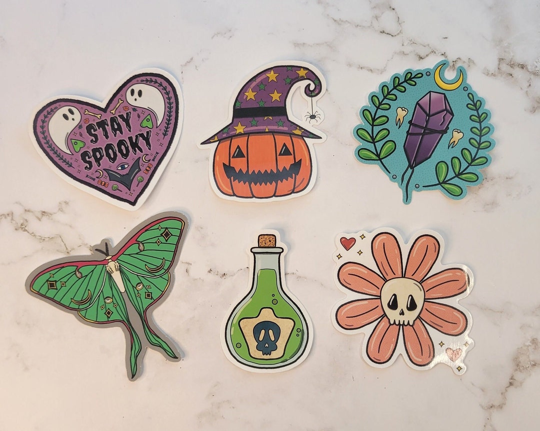Spooky Sticker Set Witchy Halloween Gift Spooky Cute Whimsigoth Skull ...