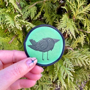 Cute Crow Adhesive Patch Sew on Statement Bag Jacket Coat Hand Made ...