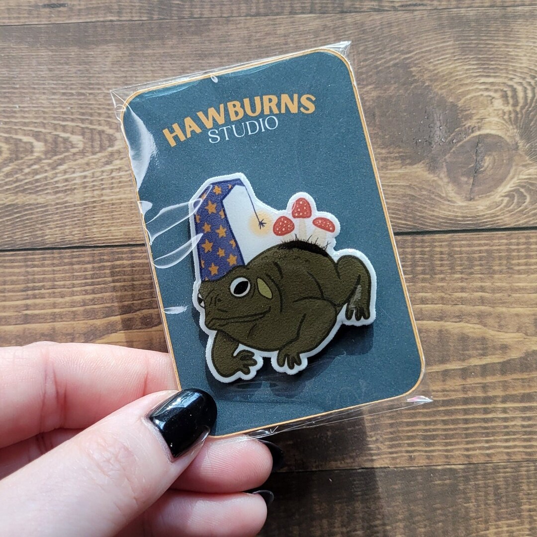 Toad Wizard Pin Frog Warlock Mushrooms Button Fairy Cottage Core Crow ...