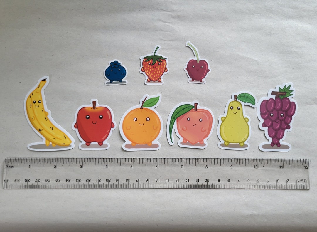 Fruit Friends Sticker Set Pack Cute Cartoon Kids Banana Orange Apple ...