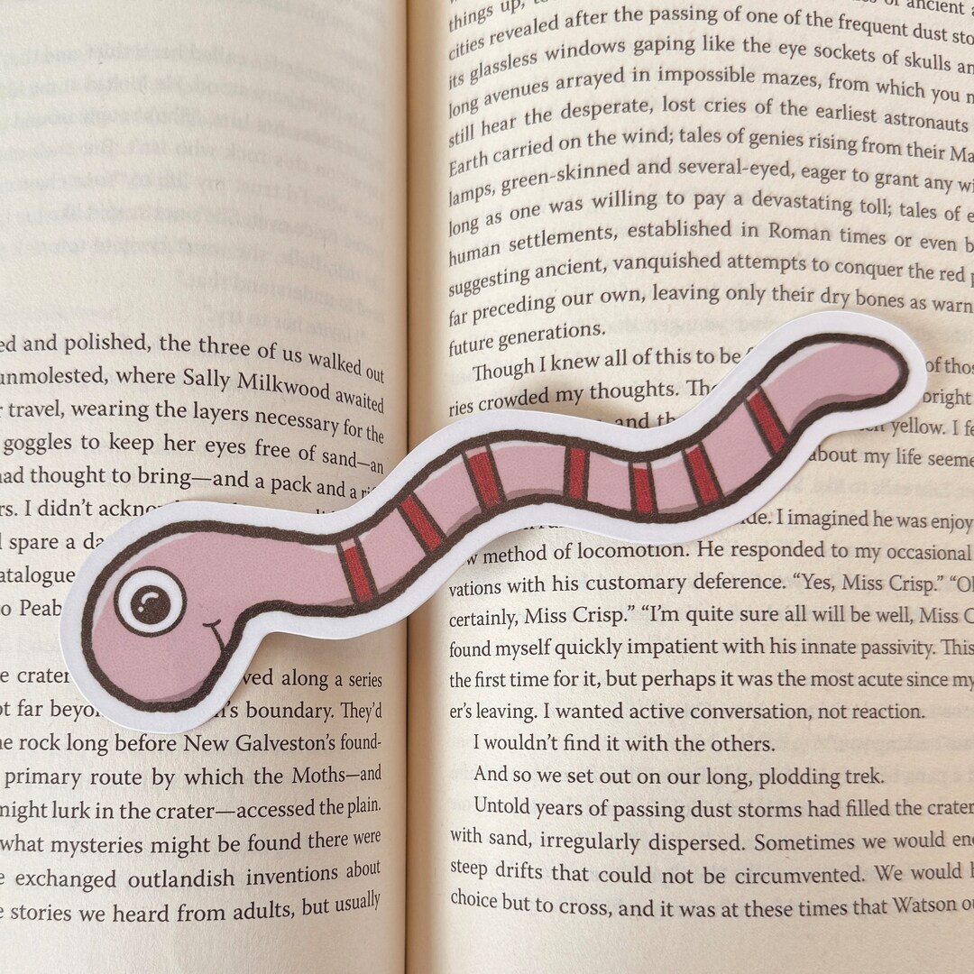 Book Worm Bookmark Wormie Bug Pink Cute Holographic Gift Reading ...