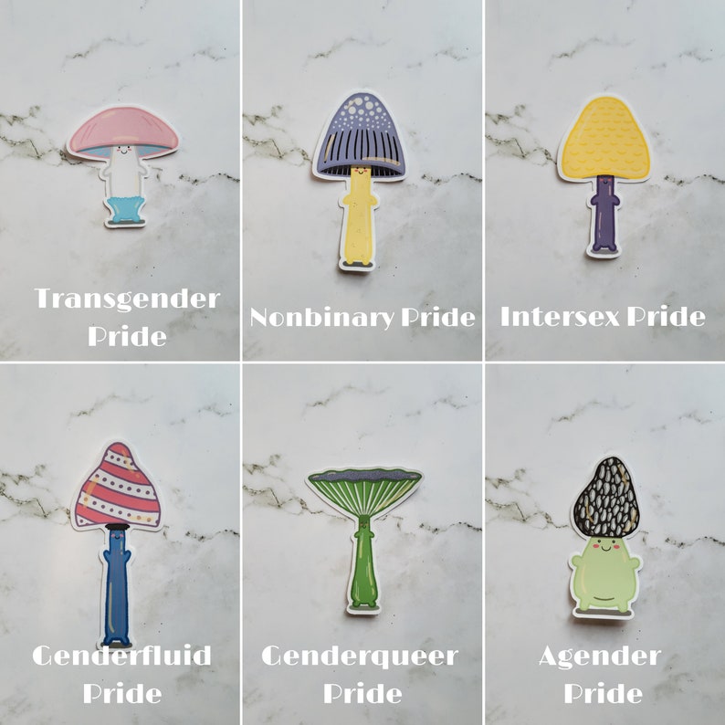 Mushroom Pride Sticker Subtle Flag Gift Cute Ace LGBTQ Gay Lesbian Bi ...
