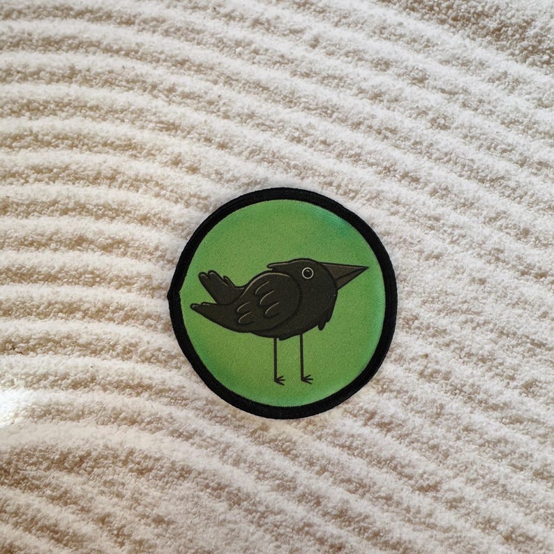 Cute Crow Adhesive Patch Sew on Statement Bag Jacket Coat Hand Made ...