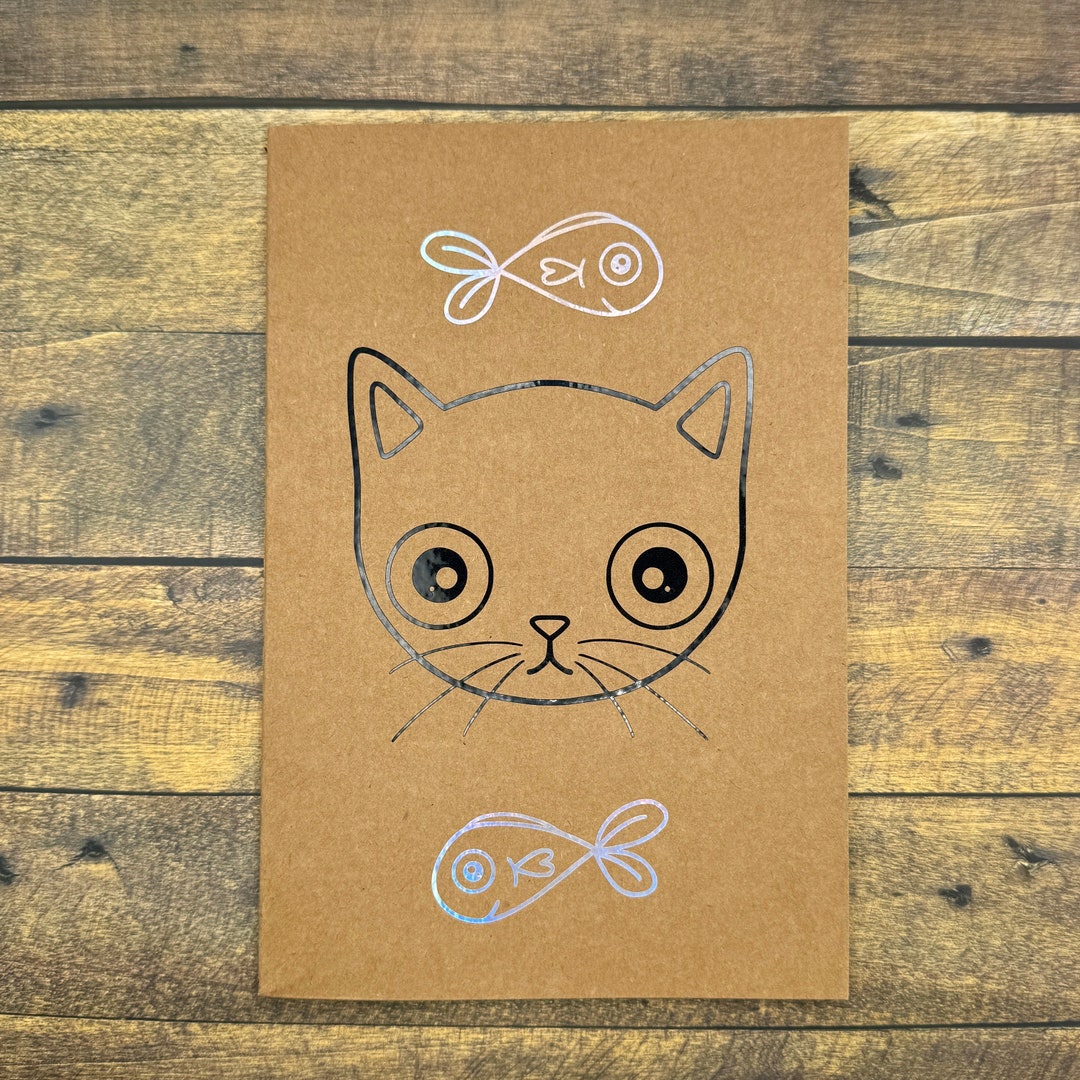 Cat Face Journal 60 Pages A5 Fish Sardine Sketchbook Unlined Blank ...