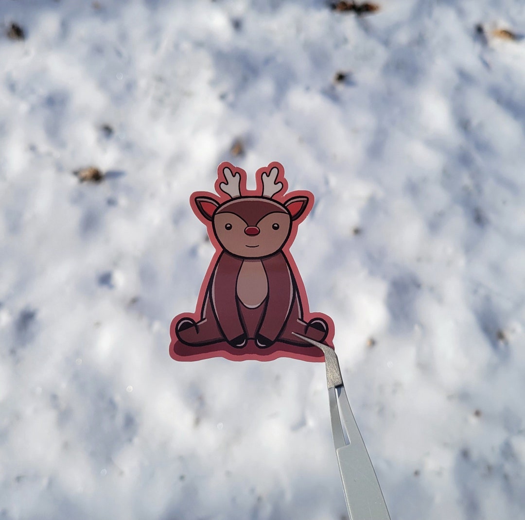 Cute Rudolph Sticker Winter Reindeer Christmas Water Proof Bottle ...