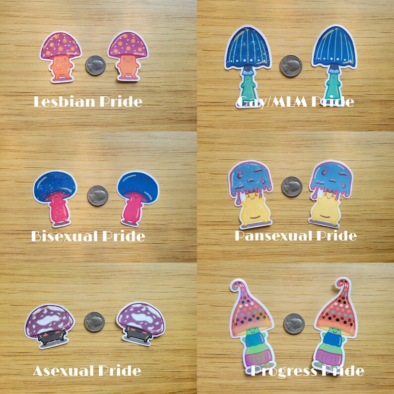 Mushroom Pride Sticker Subtle Flag Gift Cute Ace LGBTQ Gay Lesbian Bi ...