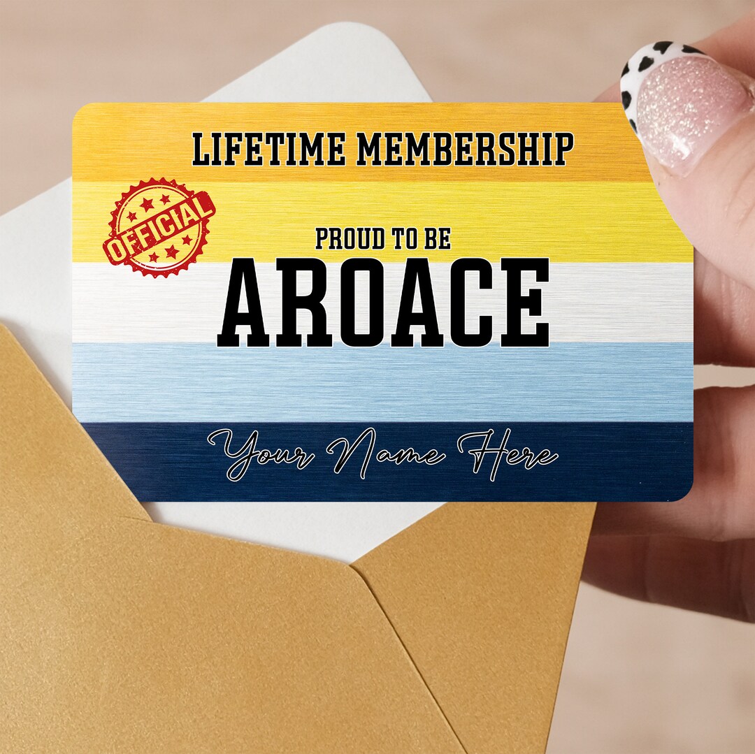 Aroace Pride Personalised Metal Aroace Card Lifetime Membership, LGBTQ ...