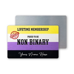 Non Binary Pride Personalised Metal Non Binary Card Lifetime - Etsy