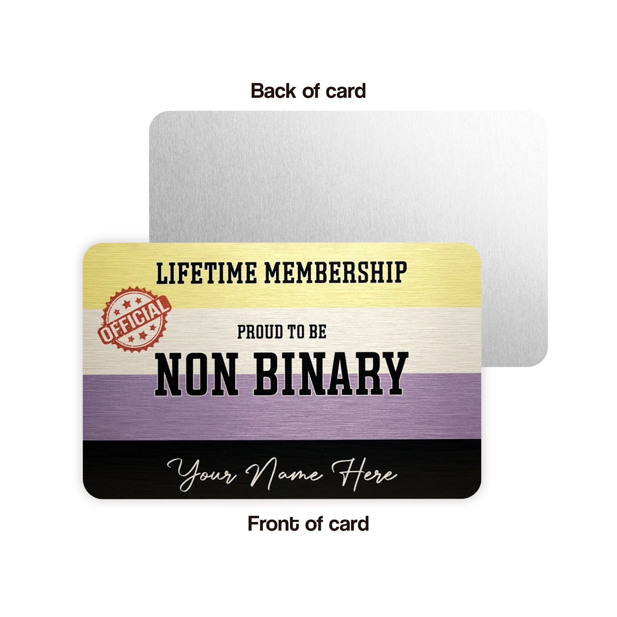 Non Binary Pride Personalised Metal Non Binary Card Lifetime - Etsy