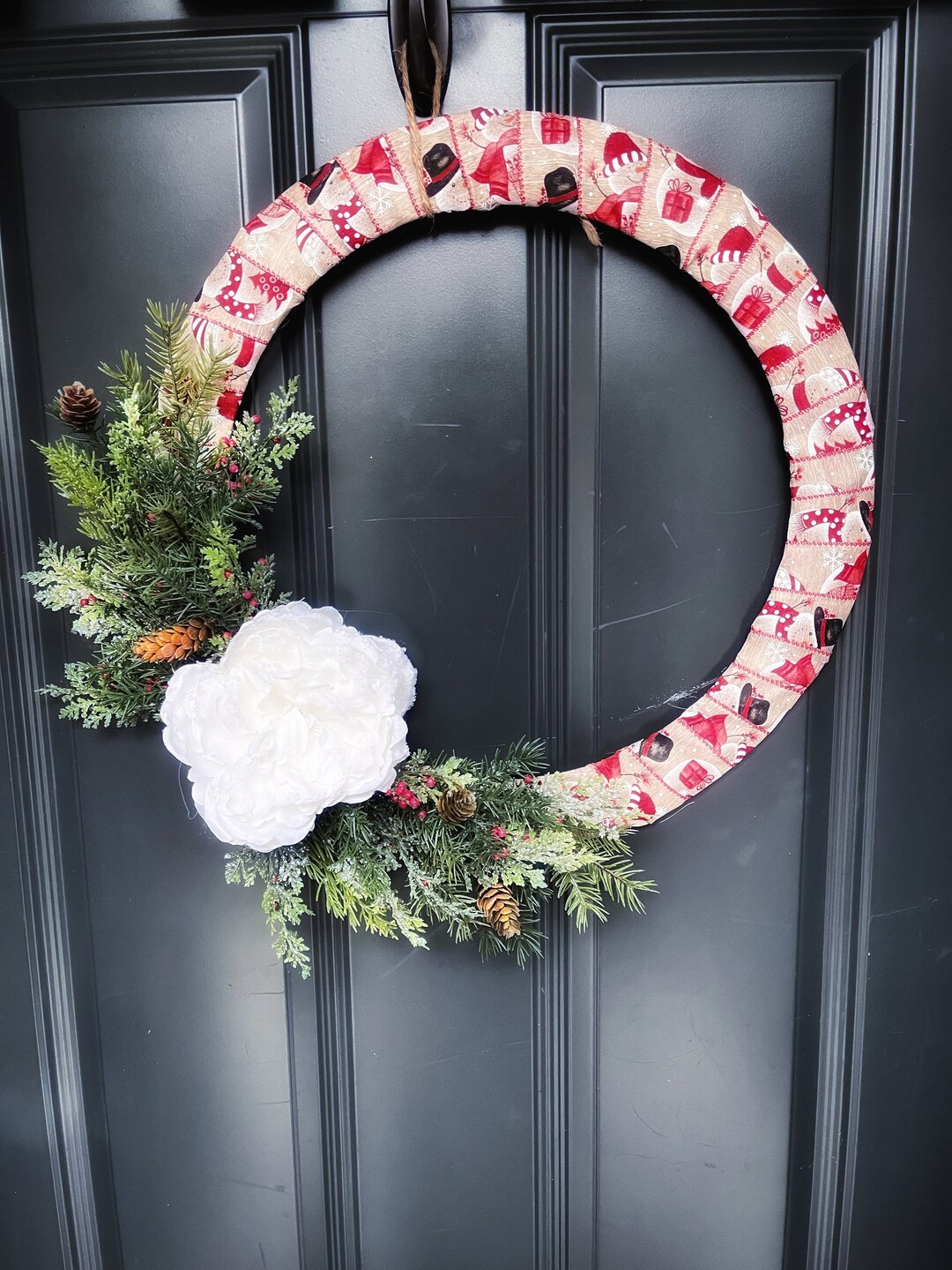 Ribbon Wrapped Frame With White Glitter Peony - Etsy