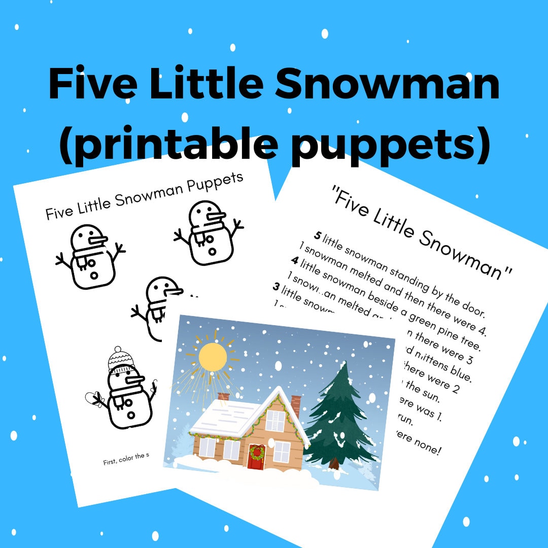 5 Little Snowman Printable Puppet With Song/winter Craft for Kids ...