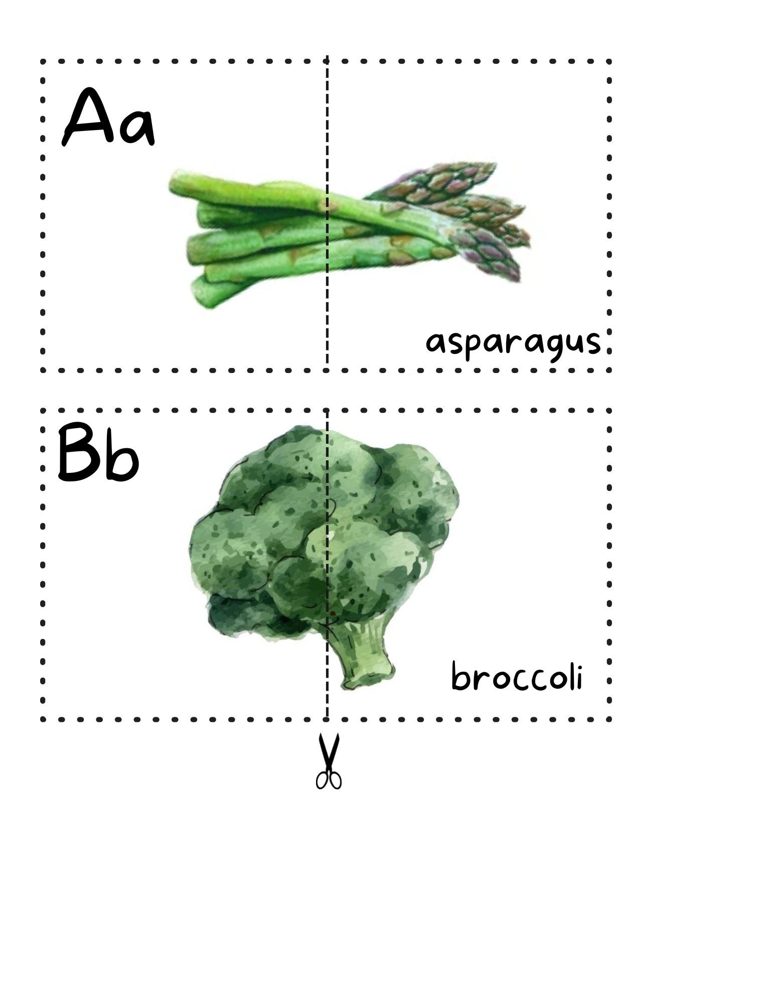 Vegetable Alphabet Activity Cards/toddler, Preschool, Kindergarten ...