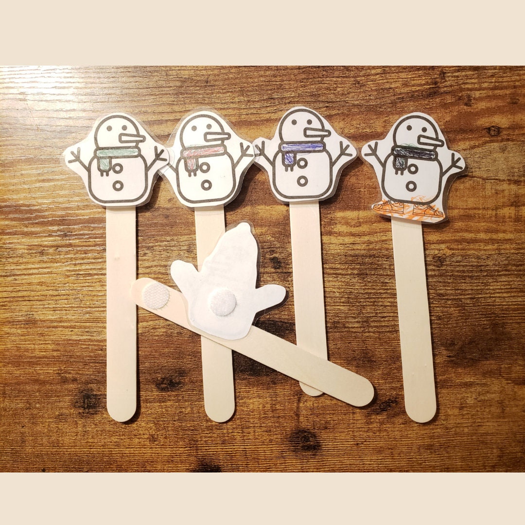 5 Little Snowman Printable Puppet With Song/winter Craft for Kids ...