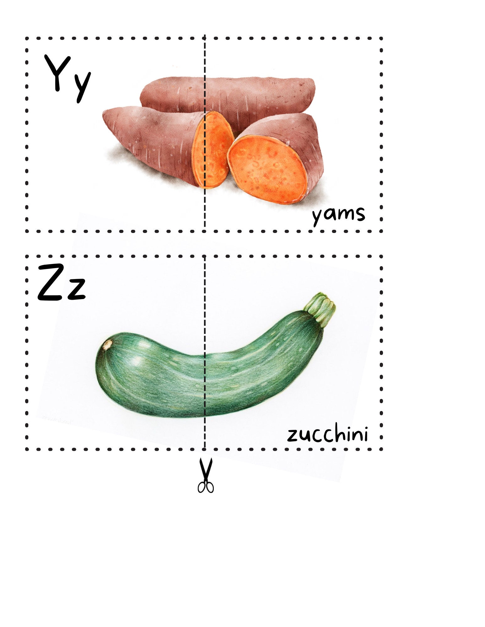 Vegetable Alphabet Activity Cards/toddler, Preschool, Kindergarten ...