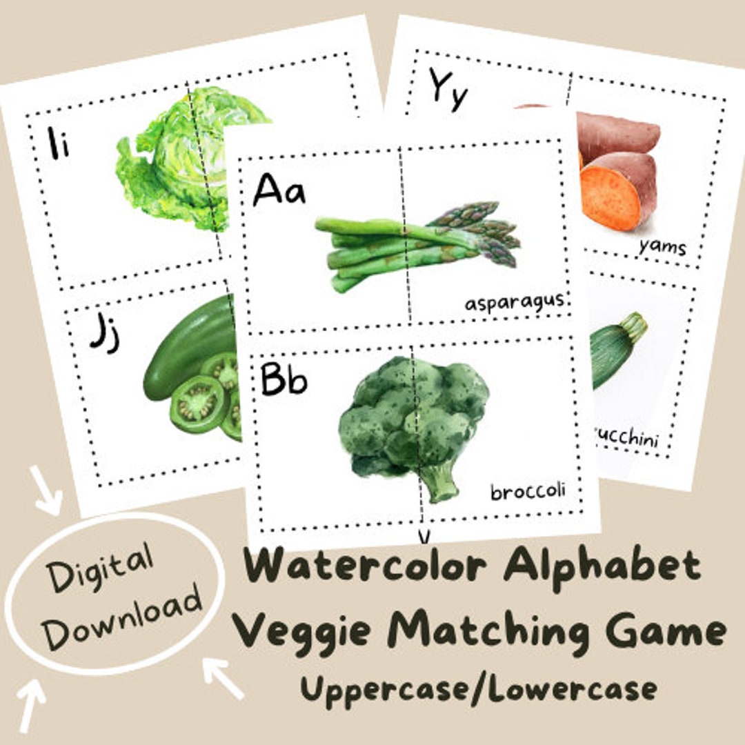 Vegetable Alphabet Activity Cards/toddler, Preschool, Kindergarten ...