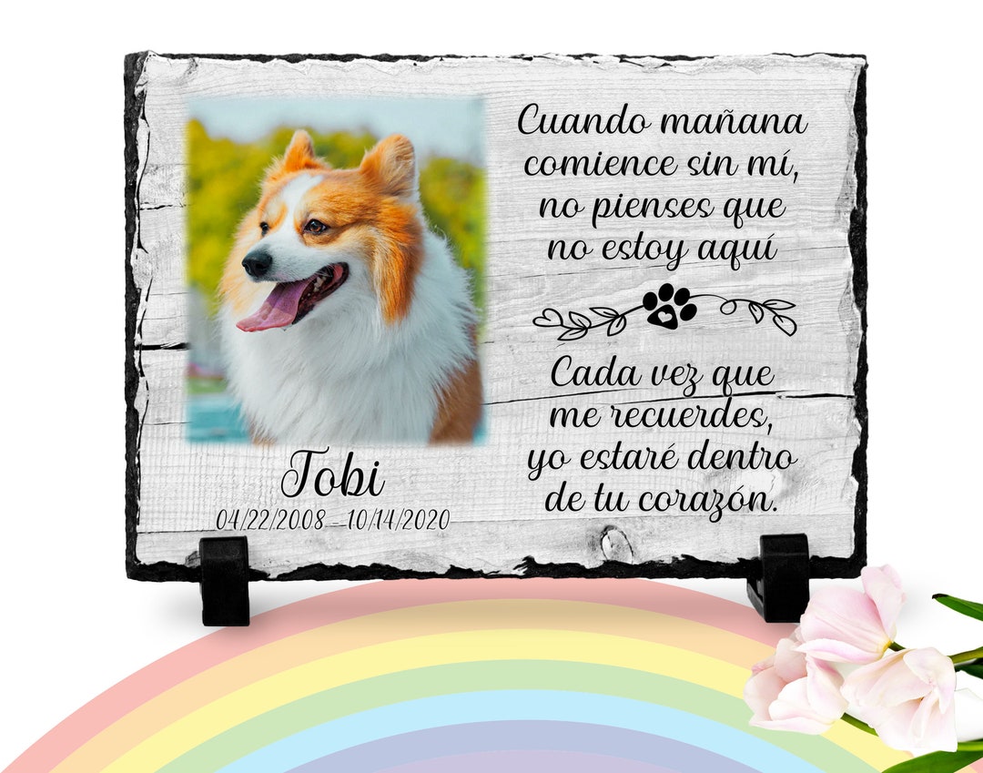 Dog Memorial Plaque Spanish Pet memorial rock Rainbow Bridge Pet ...