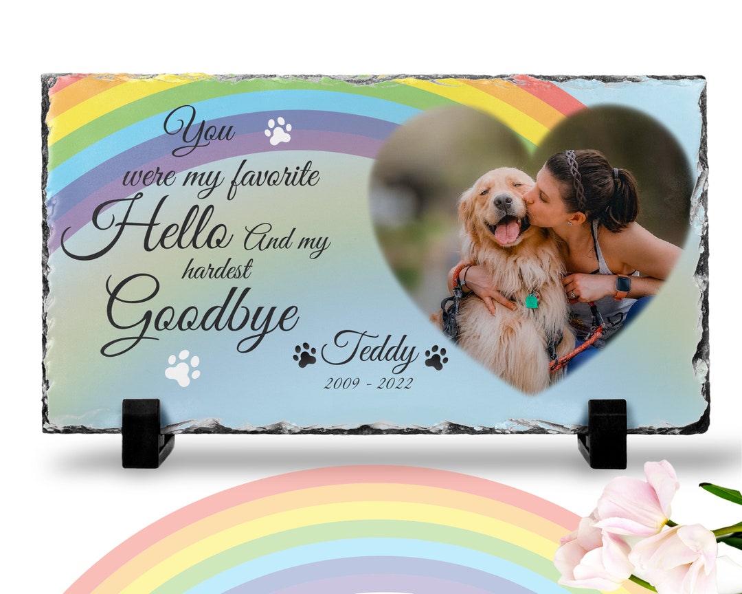 Dog Memorial Plaque | Paw Print | Rainbow Bridge Poem | Pet Memorial ...