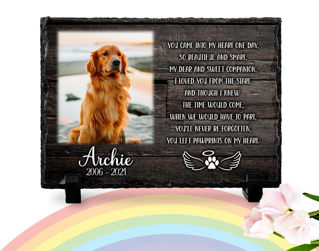 Dog Memorial Plaque | Paw Print | Rainbow Bridge Poem | Pet Memorial ...