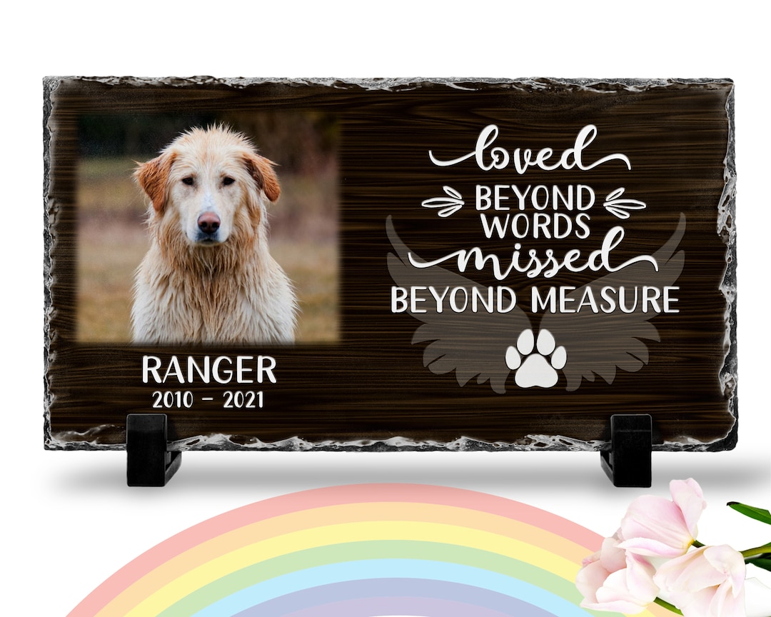 Dog Memorial Plaque | Loved Beyond Words | Rainbow Bridge | Pet ...