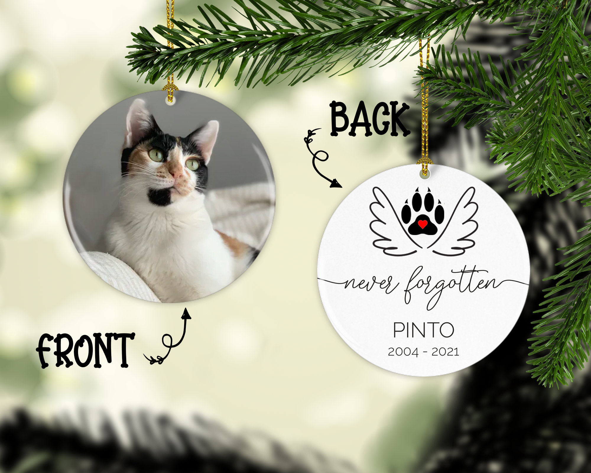 Cat Memorial Photo Ornament / Pet Remembrance / Loss Cat / Pet | Etsy