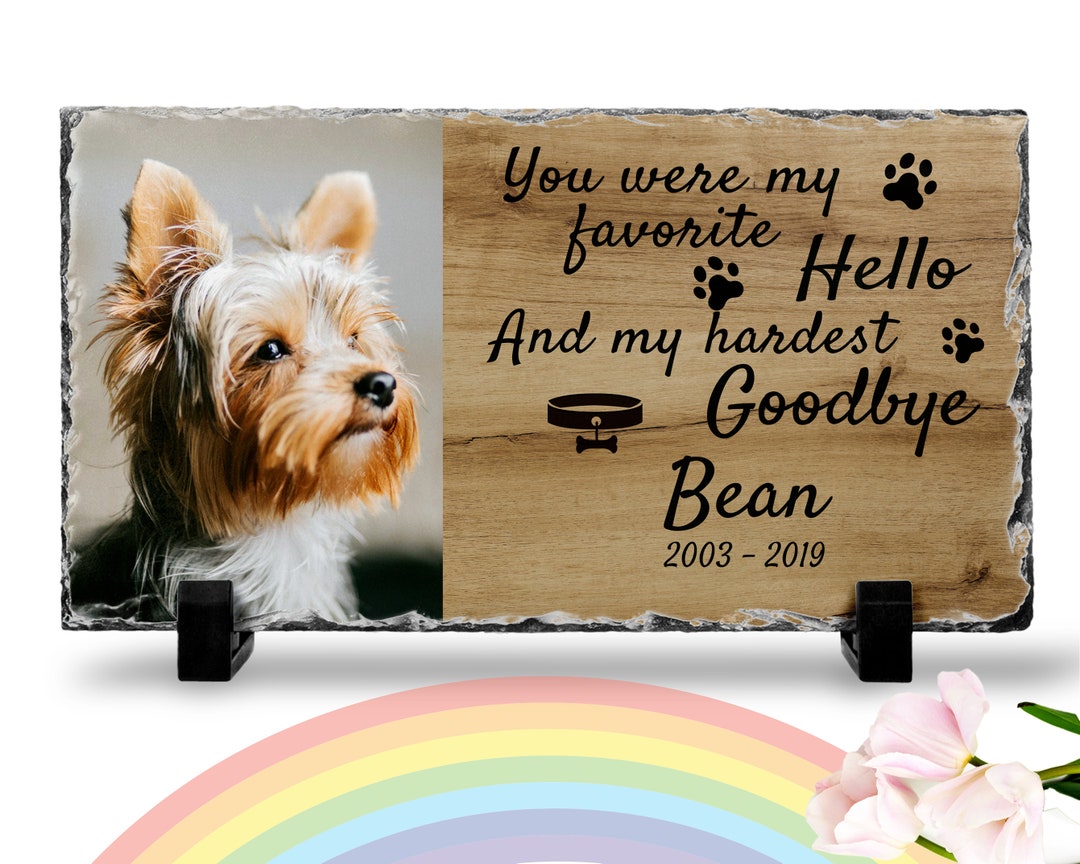 Dog Memorial Plaque Paw Print Rainbow Bridge Poem Pet Memorial Plaque ...