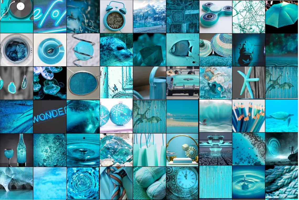 Cyan / Turquoise / Collage Prints for Download - Etsy