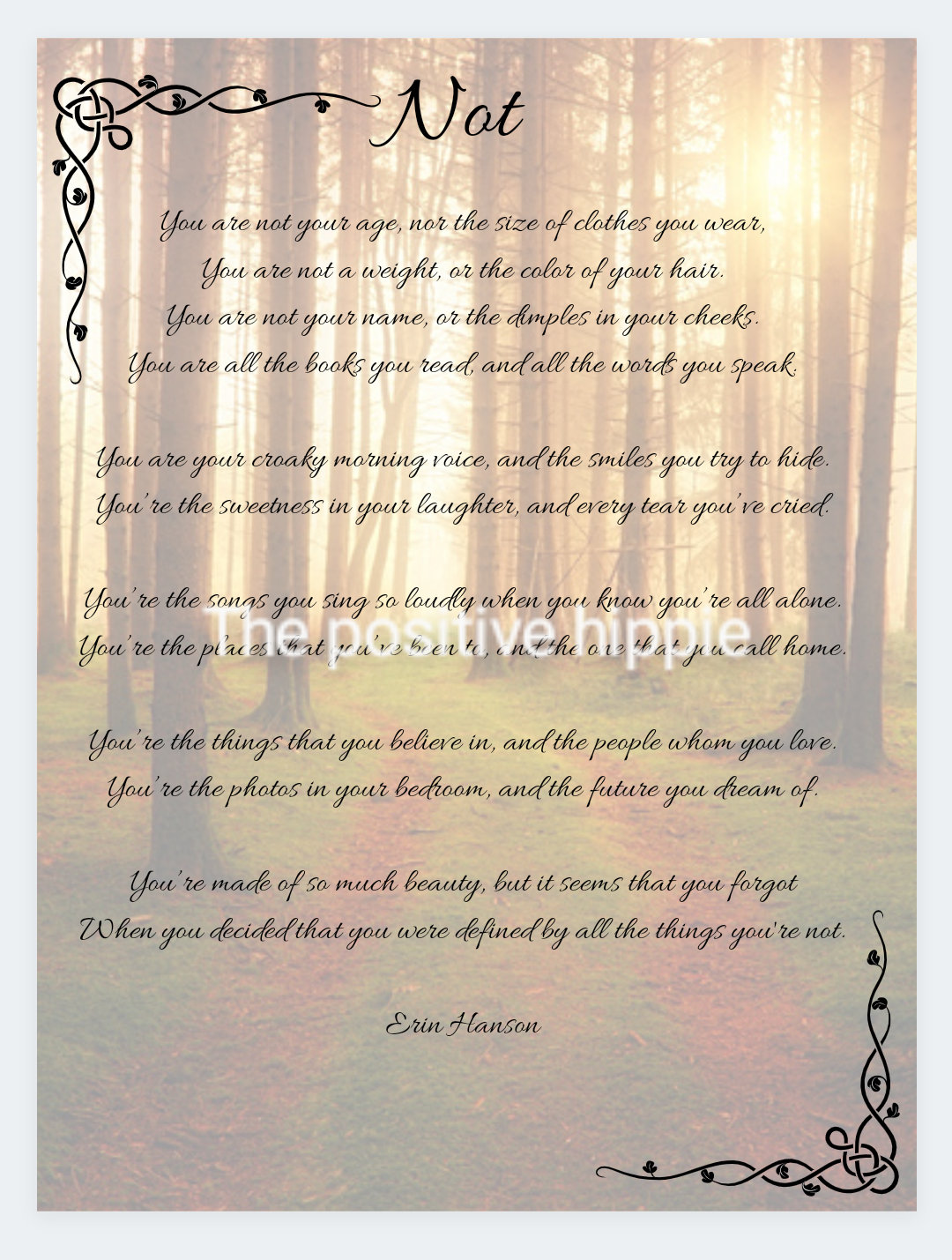 Poster Poem "not" in Colour Printable - Etsy