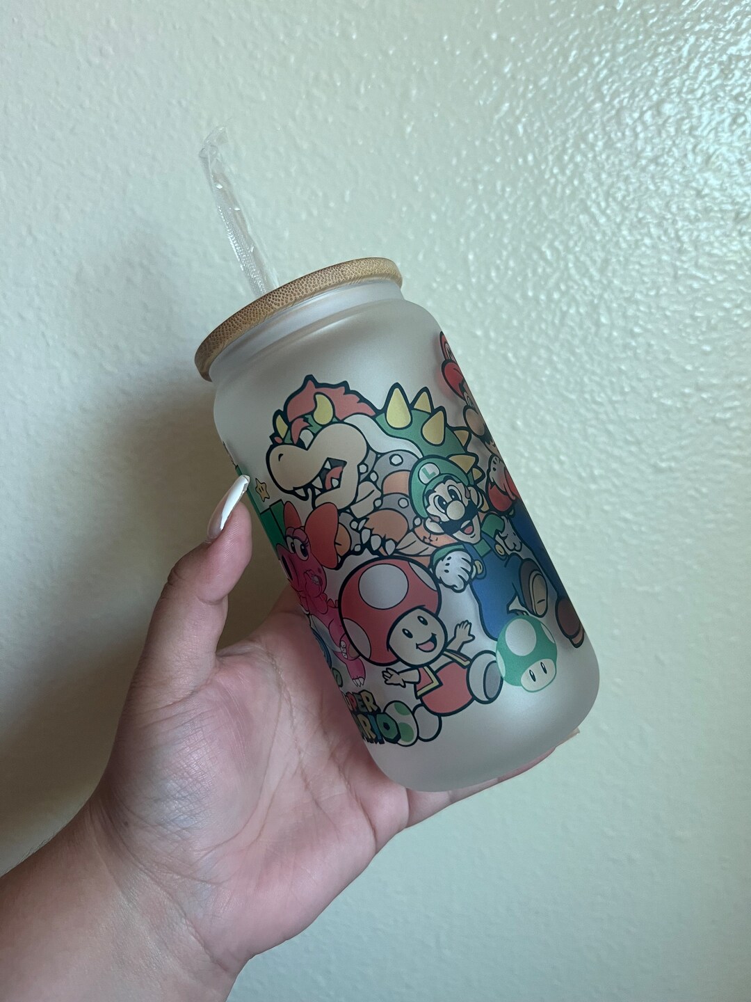 Super Mario Glass Can - Etsy
