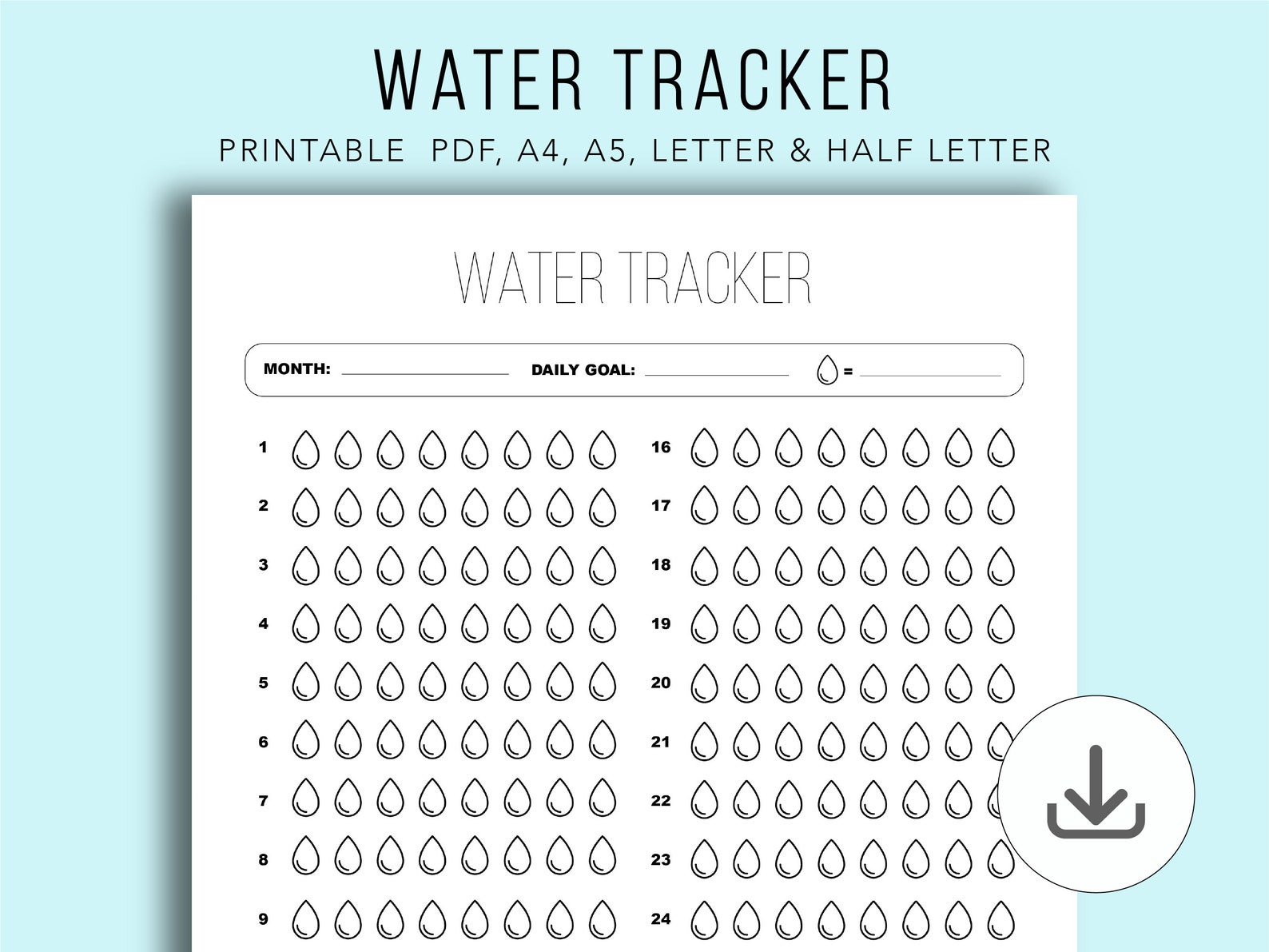 Monthly Hydration Tracker Printable Good Habits Tracker PDF - Etsy