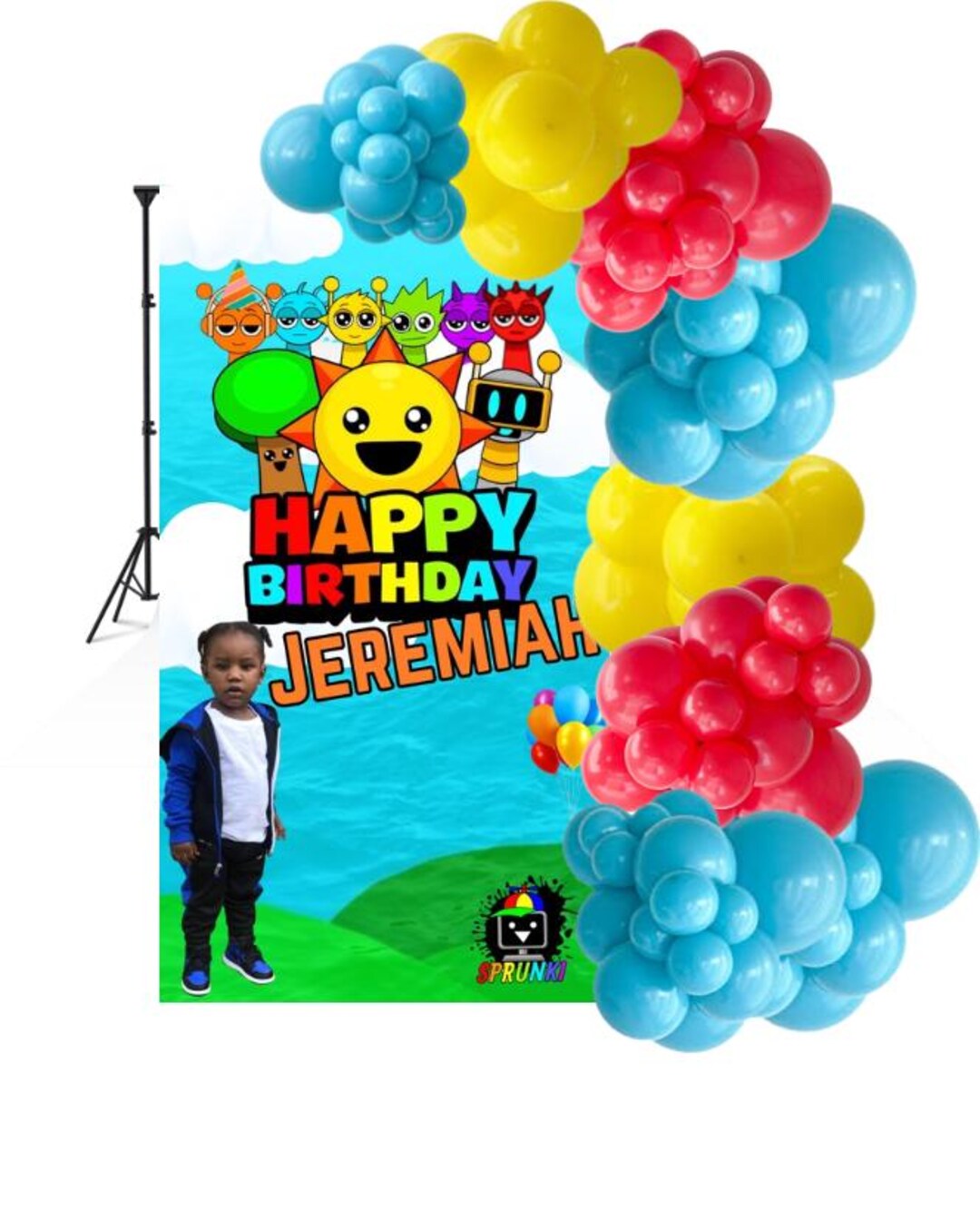 EDITABLE SPRUNKI BIRTHDAY Backdrop Sprunki Party Banner 2025 Kids ...