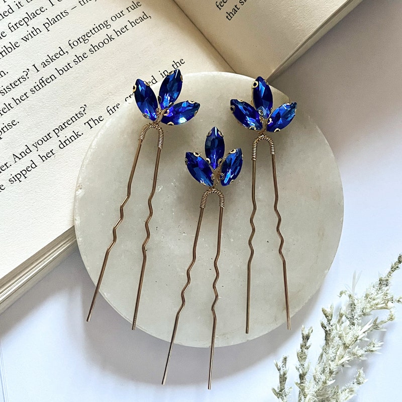 Blue Crystal Hair Pin - Etsy