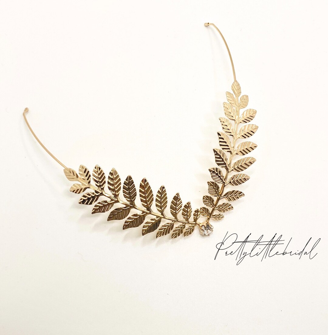 Gold Greek Rhinestone Leaf Hair Clip | Grecian Bridal Bridesmaid ...