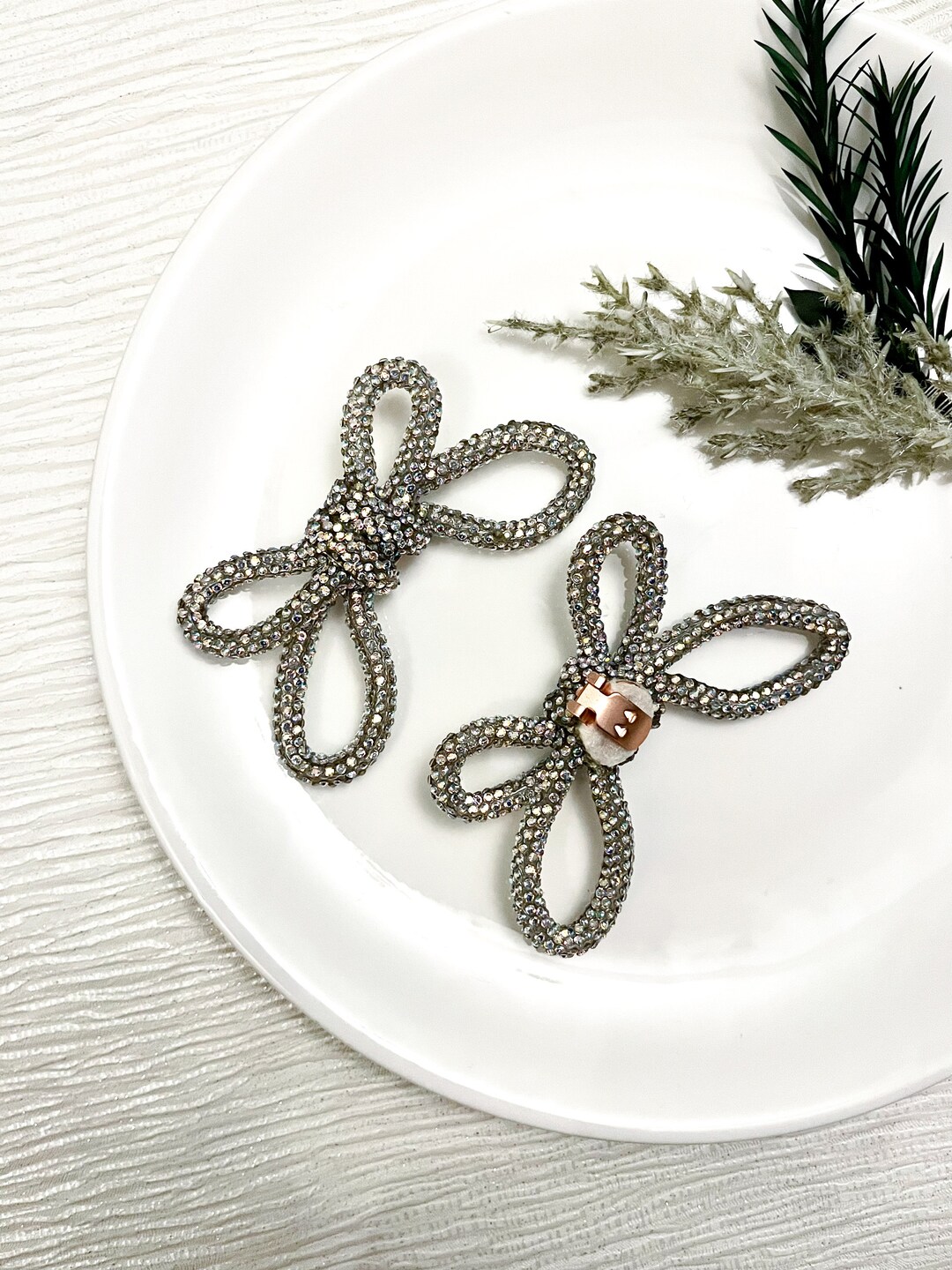 2 Crystal Bow Shoes Clips Bridal Wedding Rhinestone Glam Shoe Clips ...