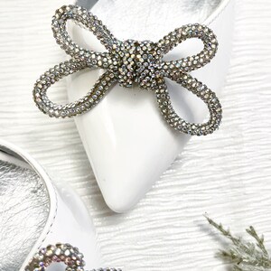 2 Crystal Bow Shoes Clips Bridal Wedding Rhinestone Glam Shoe Clips ...