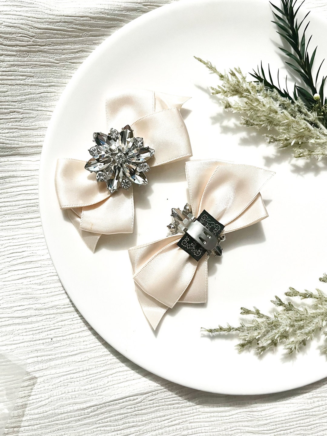 2 Crystal Bow Shoes Clips, Bridal Wedding Rhinestone Glam Shoe Clips ...