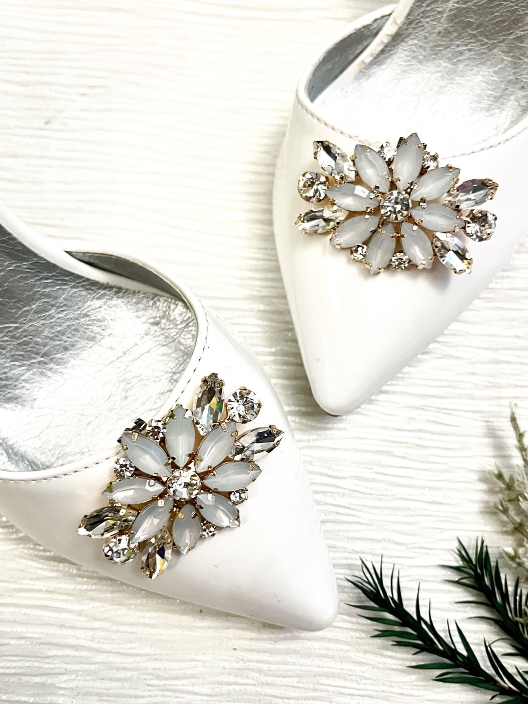 2 Crystal Gold Shoes Clips | Bridal Rhinestone Shoe Clips | Elegant ...