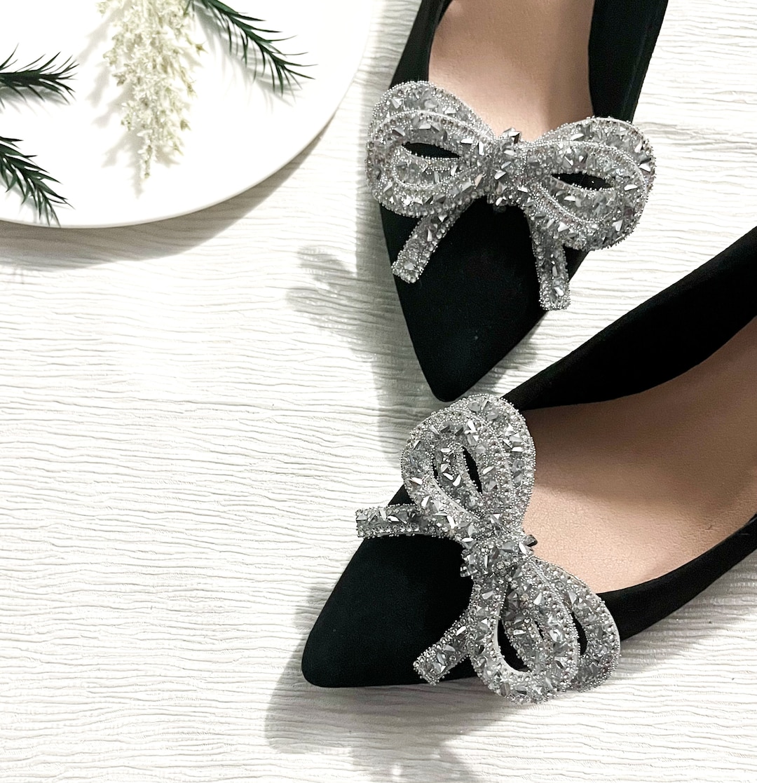 2 Crystal Bow Shoes Clips | Bridal Wedding Rhinestone Glam Shoe Clips ...