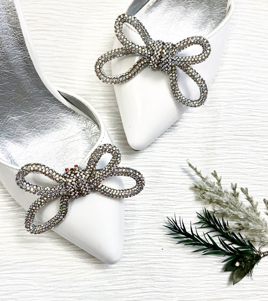 2 Crystal Bow Shoes Clips | Bridal Wedding Rhinestone Glam Shoe Clips ...