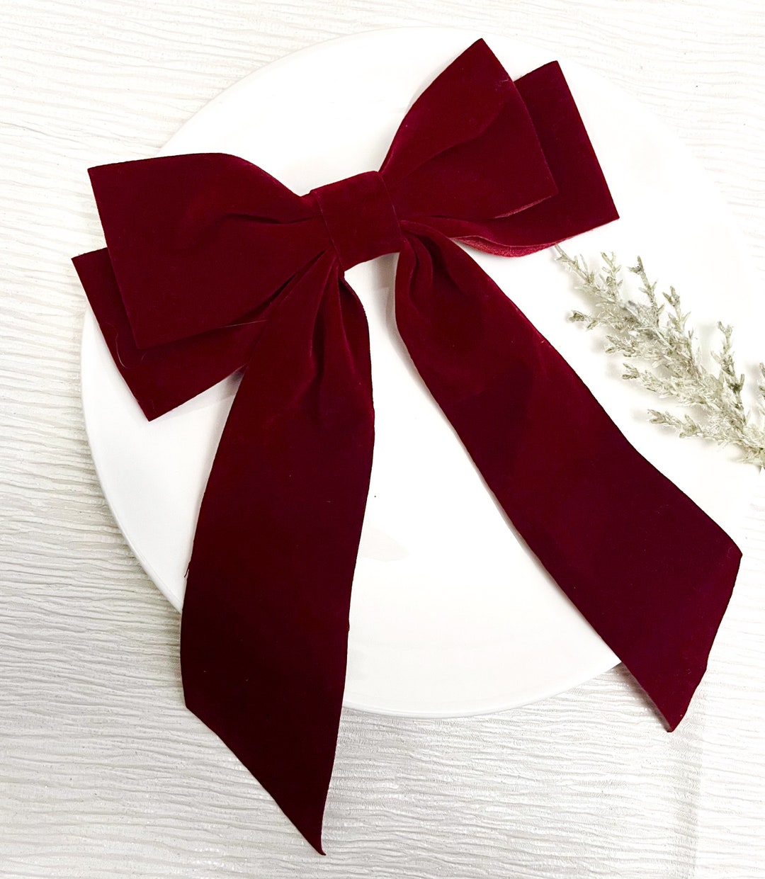 Red Velvet Ribbon Bow Hair Clip, Knot Bow Hair Clip French Elegant Hair ...