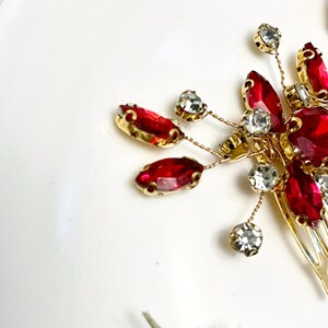 Ruby Red Rhinestone Hair Comb | Elegant Hair Pin | Crystal Bridal ...