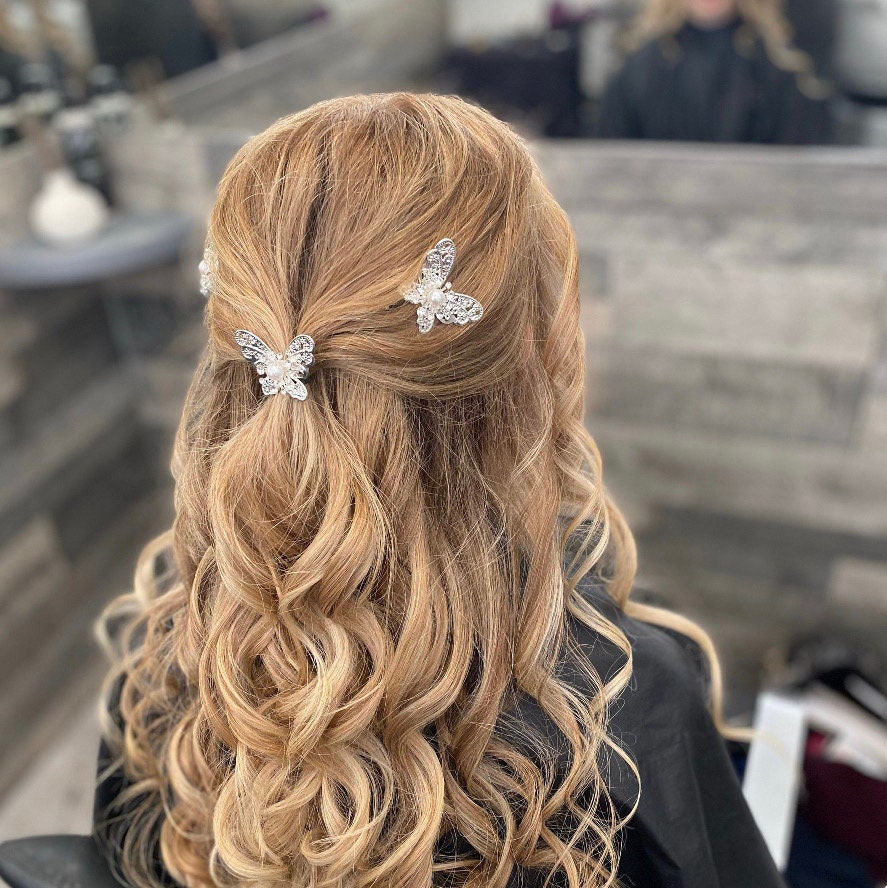 3 Silver Pearl Butterfly Hair Pins Crystal Bridal Hair Pins Wedding Hair Accessories Elegant Party Prom Hair Clips Dimante Butterfly Pin Etsy UK