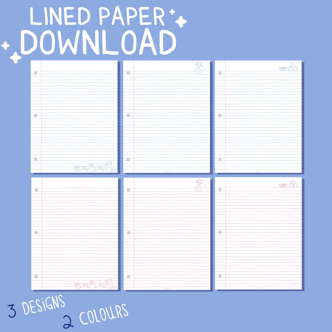 Lined Paper • School Note Paper • Cute Stationary • Digital Download - Etsy