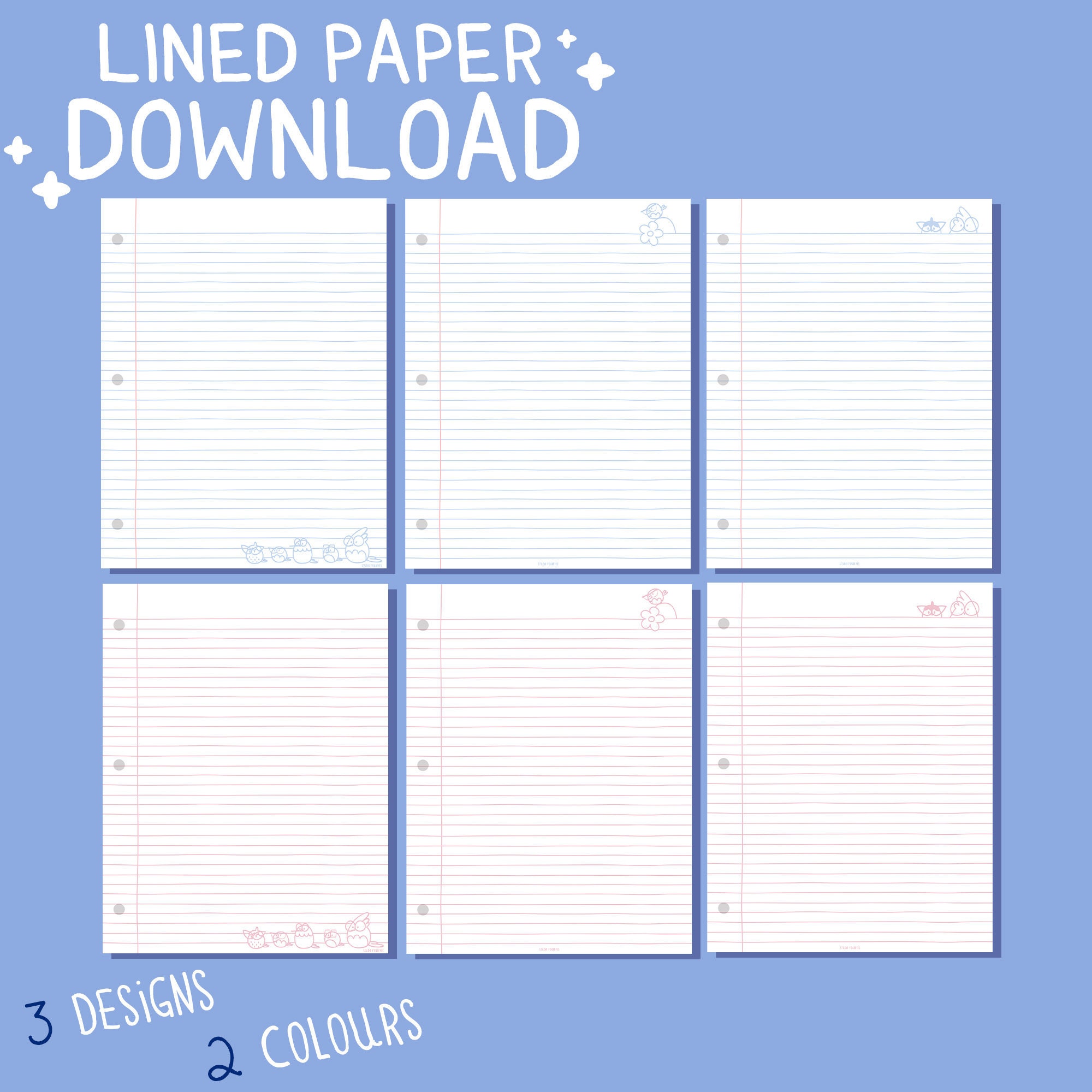 Lined Paper • School Note Paper • Cute Stationary • Digital Download - Etsy
