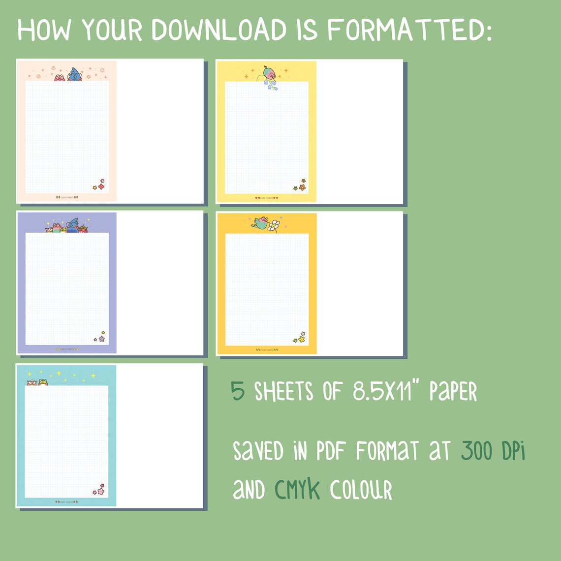 A5 Note • Cute Printable Stationary • Memo Paper • Planner Stationary ...