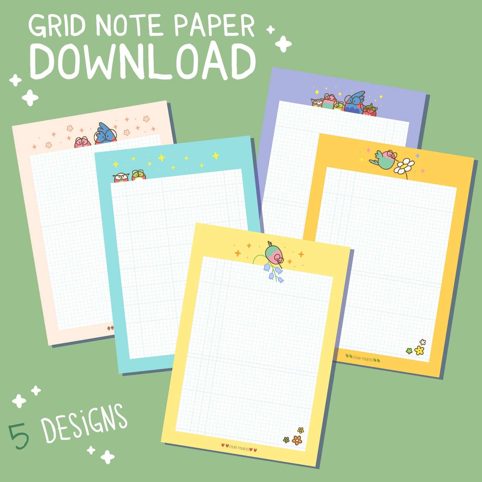 A5 Note Cute Printable Stationary Memo Paper Planner Stationary Grid ...
