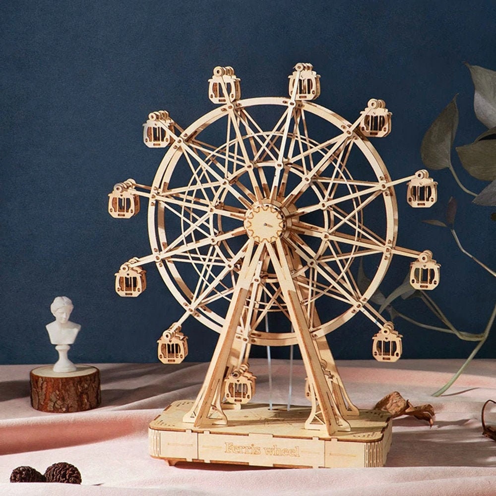 Rotatable DIY 3D Ferris Wheel Wooden Model Building Block | Etsy